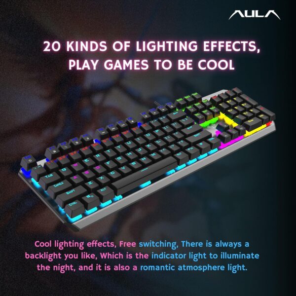 AULA F2066-II USB Full Size Wired Mechanical Gaming Keyboard | Black ...