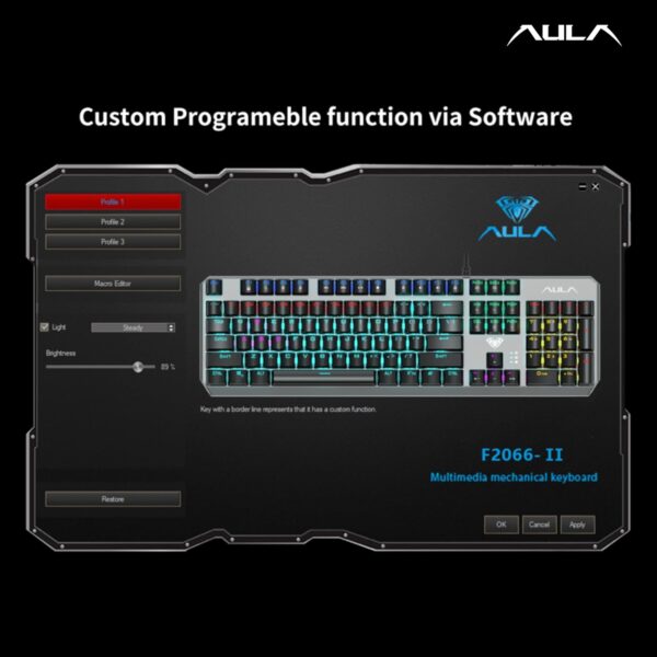 AULA F2066-II USB Full Size Wired Mechanical Gaming Keyboard | Black ...