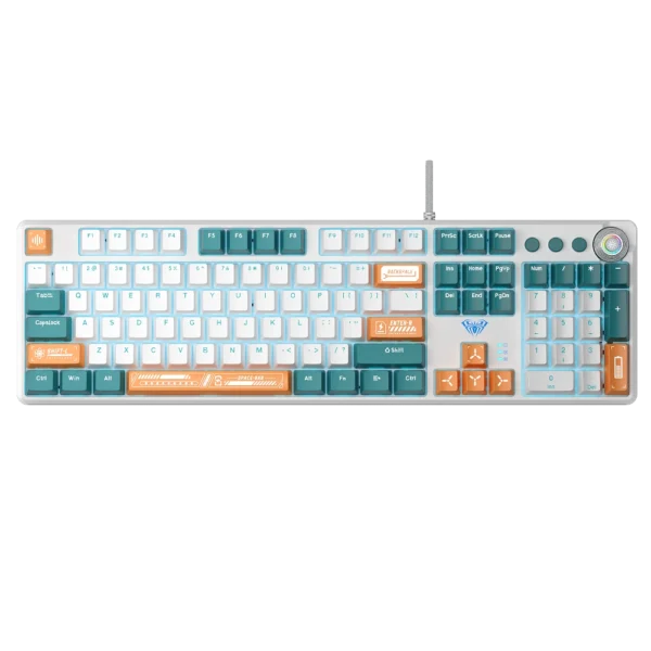 Refurbished Aula F2088Pro Wired Mechanical Keyboard White+Orange+Blue ...