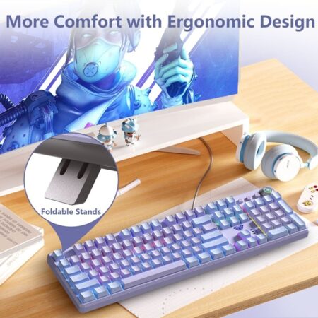 AULA F2088Pro Full Size USB Wired Mechanical Gaming Keyboard with Media ...