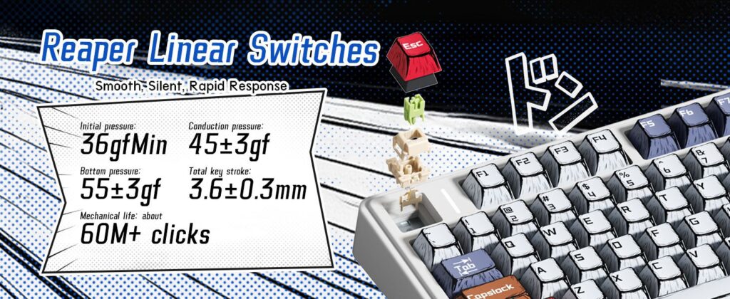 AULA F75 75% Wireless Trio Mode Mechanical Gaming Keyboard With Knob ...