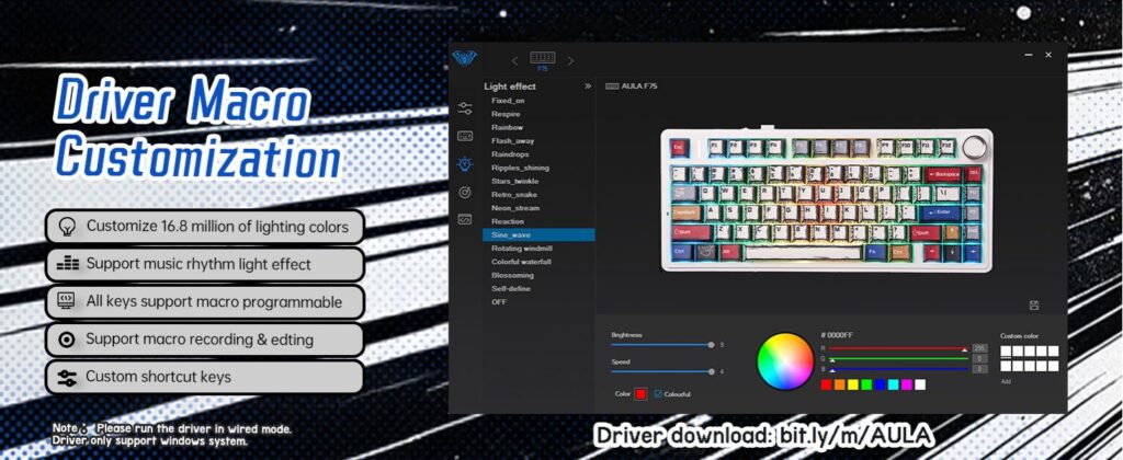 AULA F75 75% Wireless Trio Mode Mechanical Gaming Keyboard With Knob ...