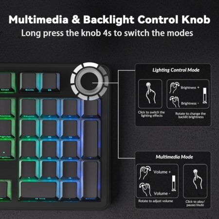AULA F99 Pro 96% Side-Engraved Keycaps Tri-Mode Wireless Full Size ...