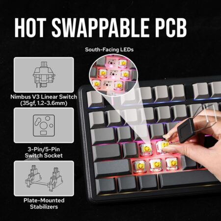AULA F99 Pro 96% Side-Engraved Keycaps Tri-Mode Wireless Full Size ...