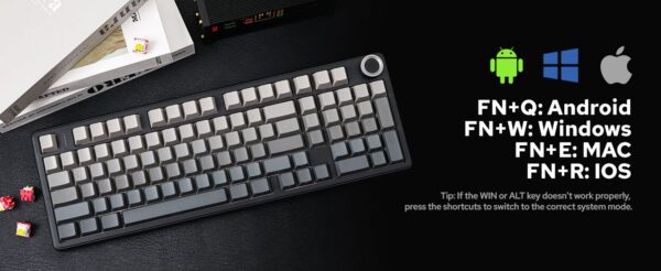 AULA F99 Pro 96% Side-Engraved Keycaps Tri-Mode Wireless Full Size ...