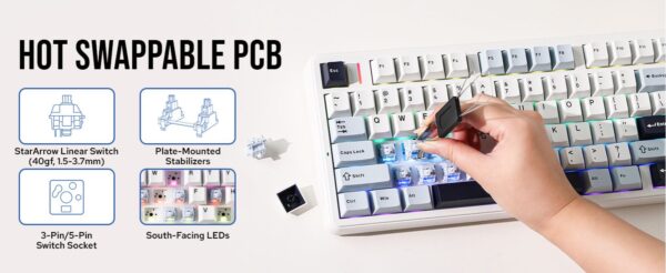 AULA F99 Pro 96% Tri-Mode Wireless Full Size Mechanical Gaming Keyboard ...
