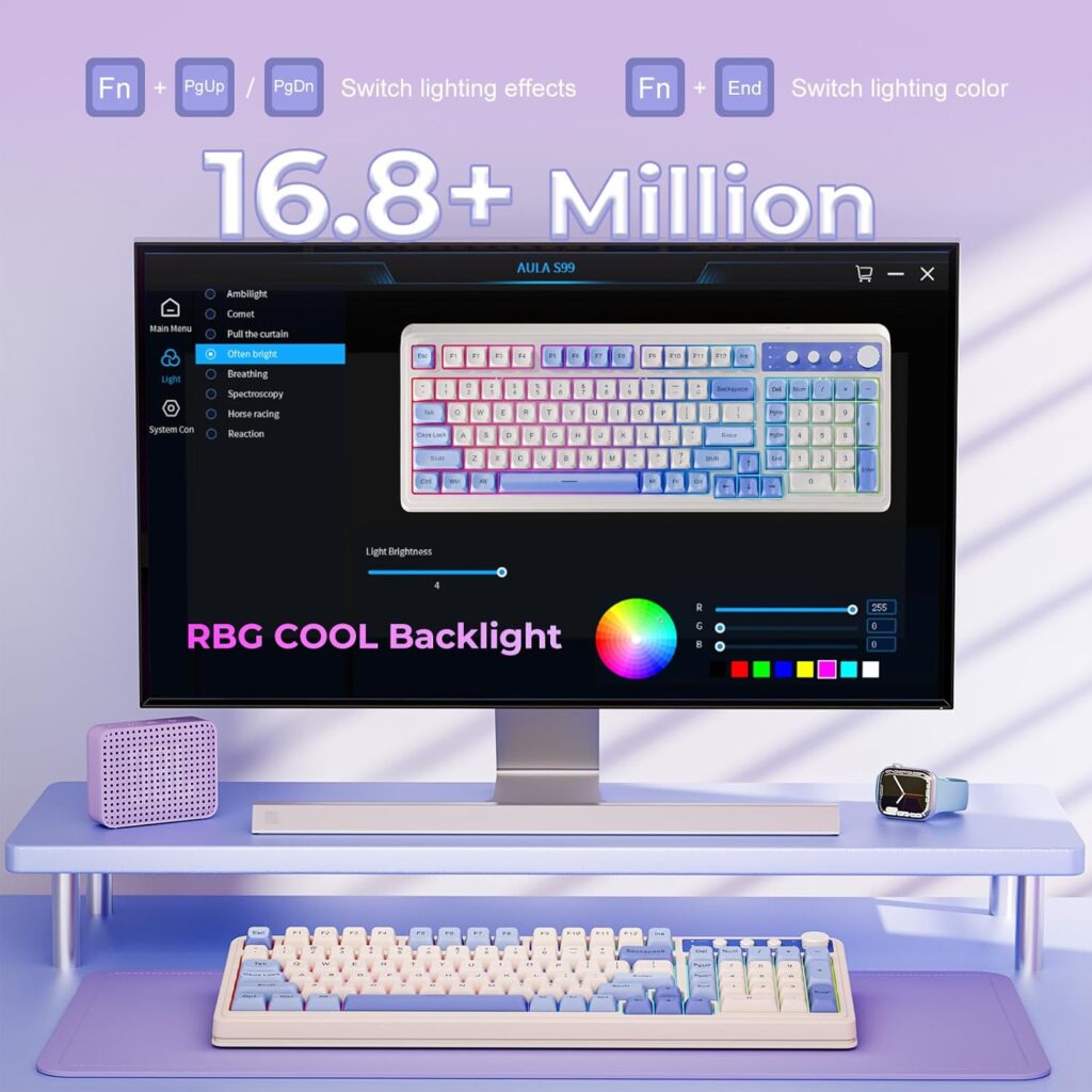 AULA S99 Tri-Mode (2.4G/BT/Wired) Programmable Full Size Membrane ...